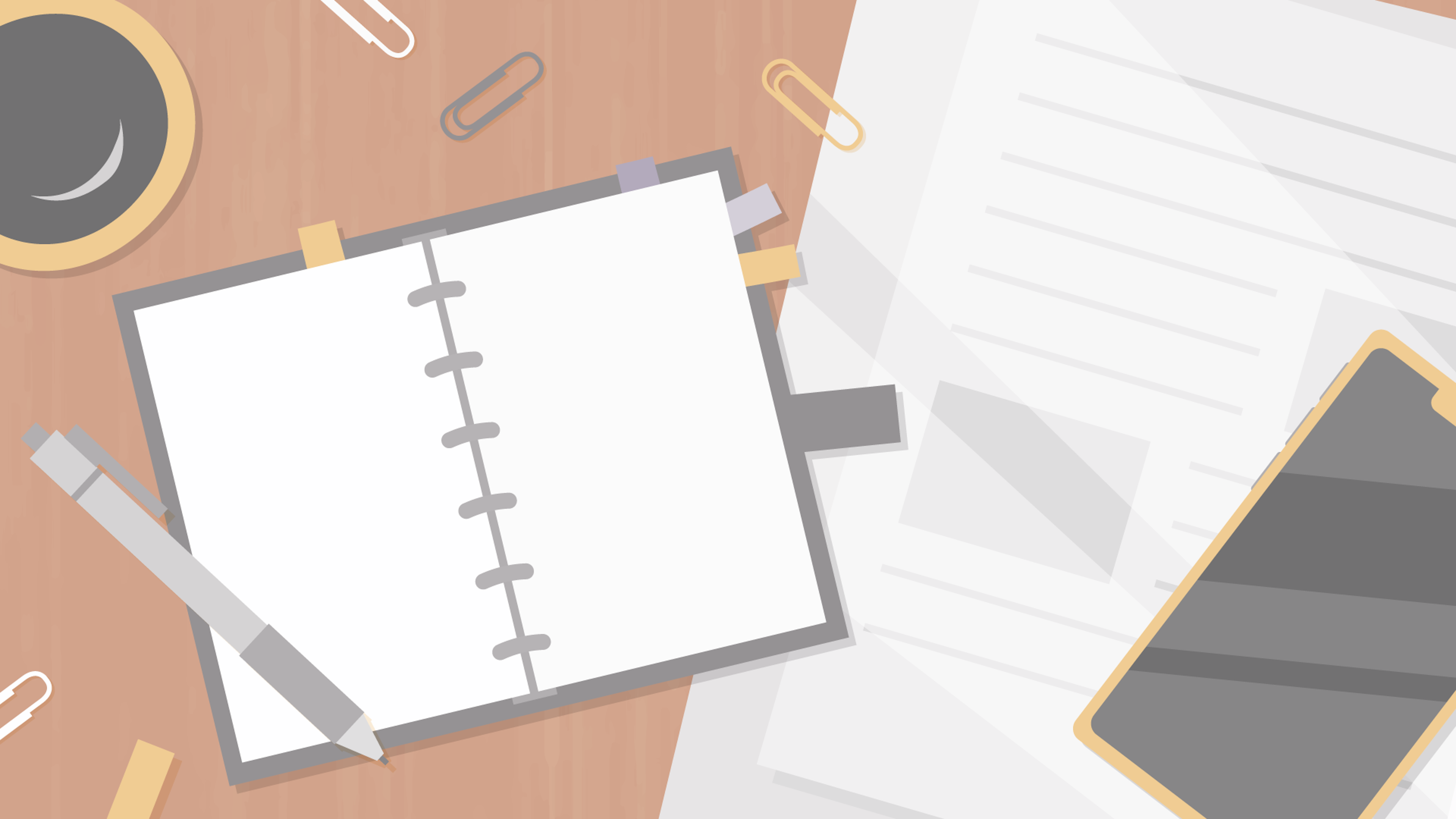 机に置かれた手帳とペンの背景(6種)-スコマド